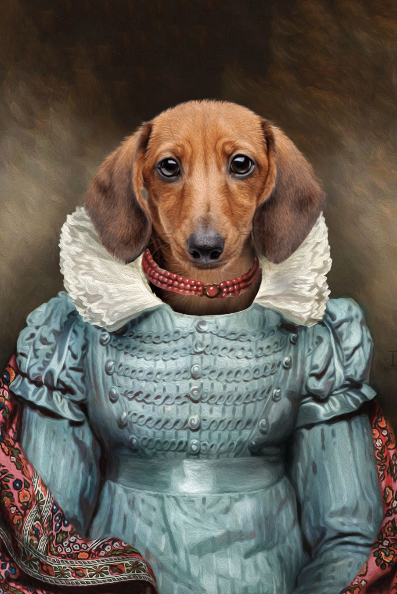 The Red Pearl Lady Custom Pet Portrait Digital Download – Noble Pawtrait