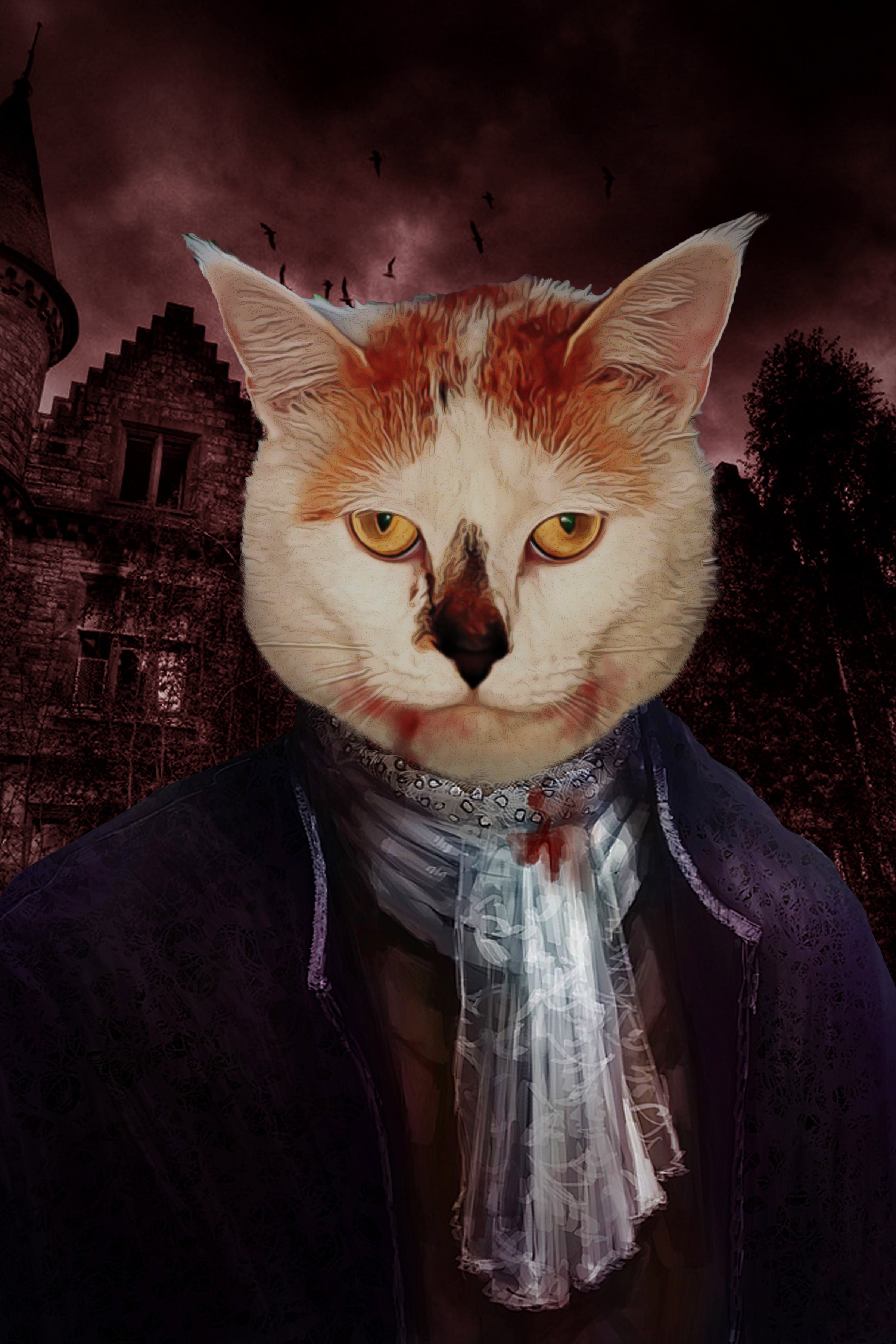 The Vampire Custom Pet Portrait Digital Download – Noble Pawtrait