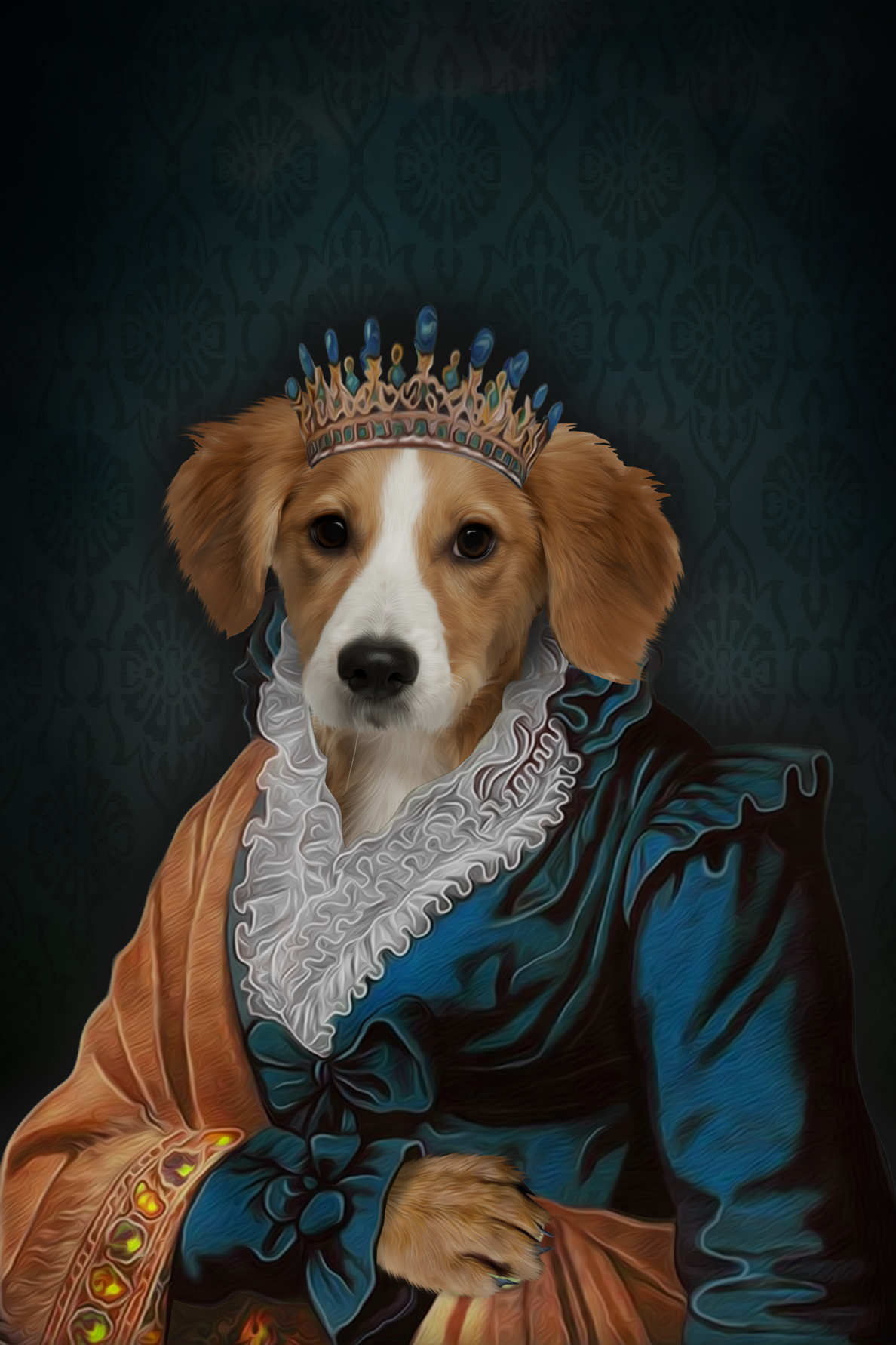 The Elegant Queen Custom Pet Portrait Digital Download – Noble Pawtrait